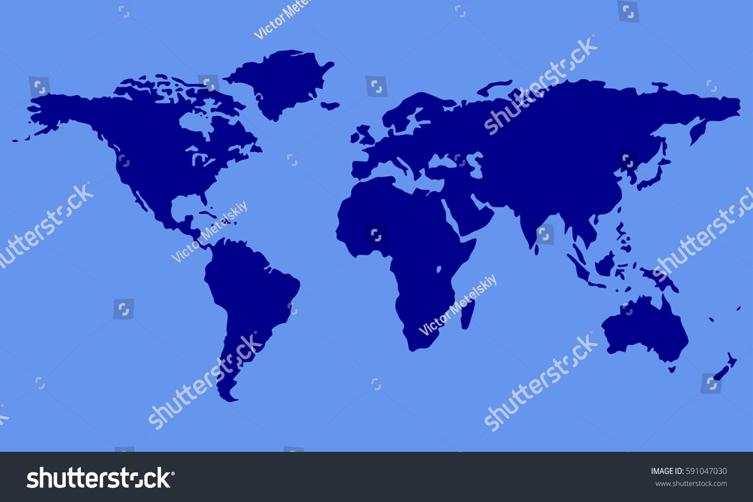 World Map Isolated On Blue Background Stock Vector (Royalty Free) 591047030