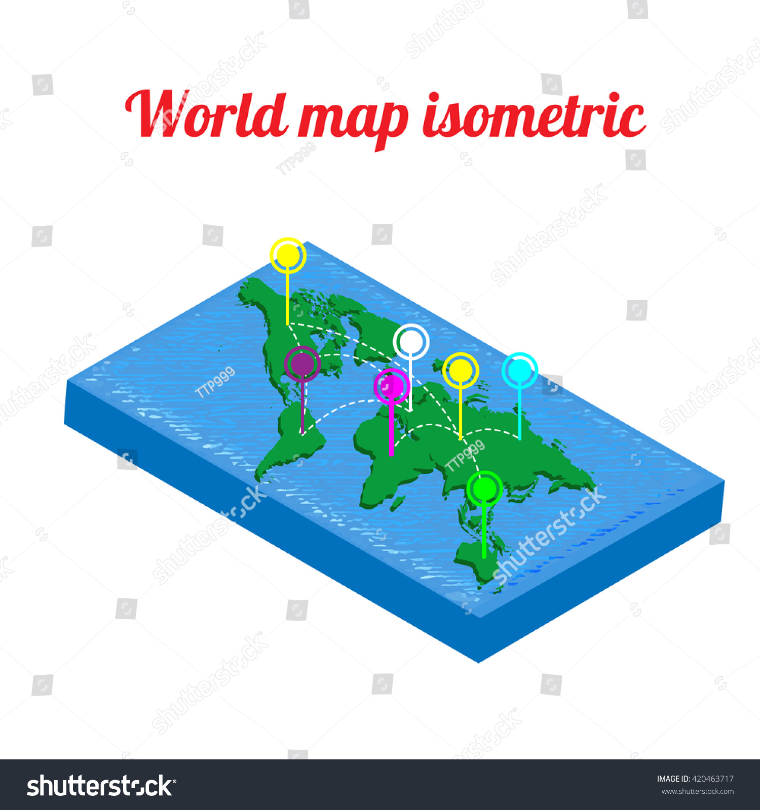 World Map Isometric Word Map Different: vector de stock (libre de ...
