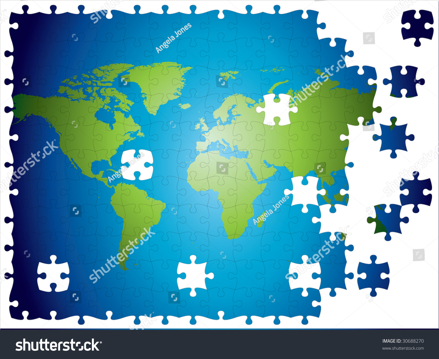 World Map Jigsaw Layered Fully Editable Stock Vector (Royalty Free ...