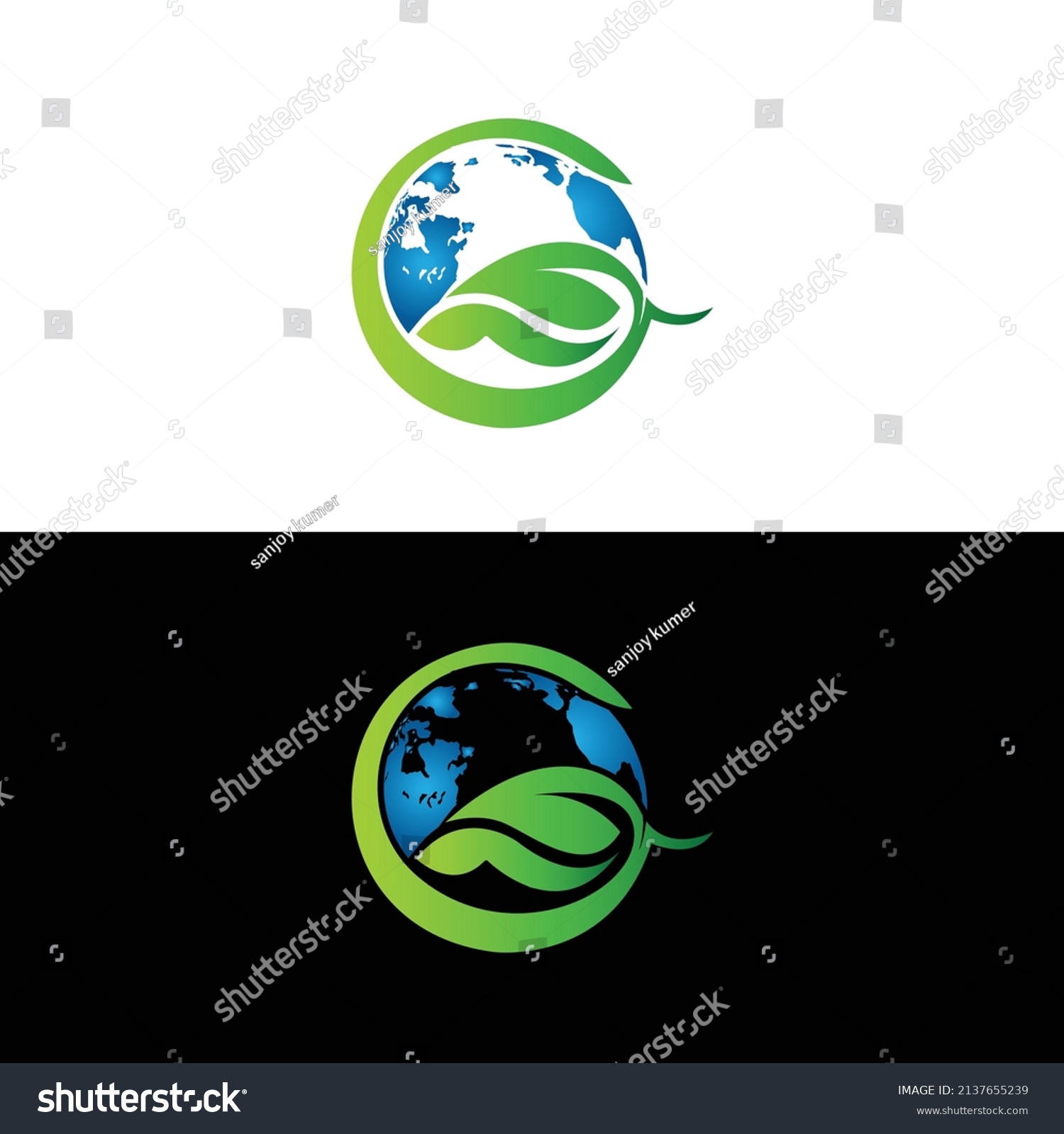 World Map Leaf Green Logo Eps Stock Vector (Royalty Free) 2137655239 ...