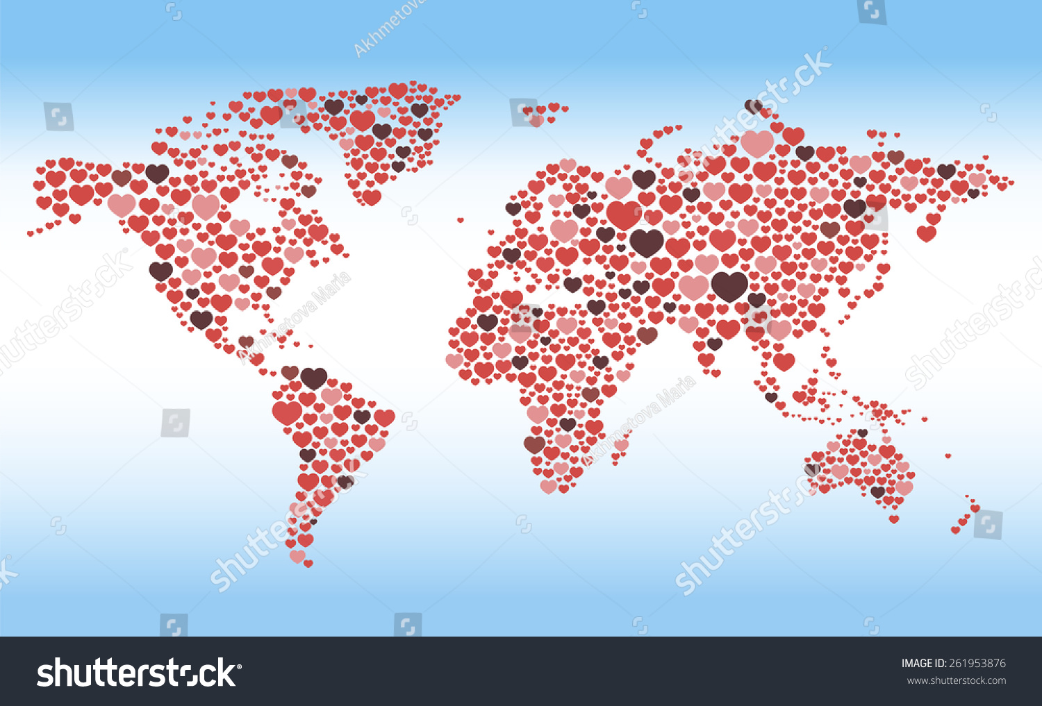 World Map Love Stock Vector (Royalty Free) 261953876 | Shutterstock