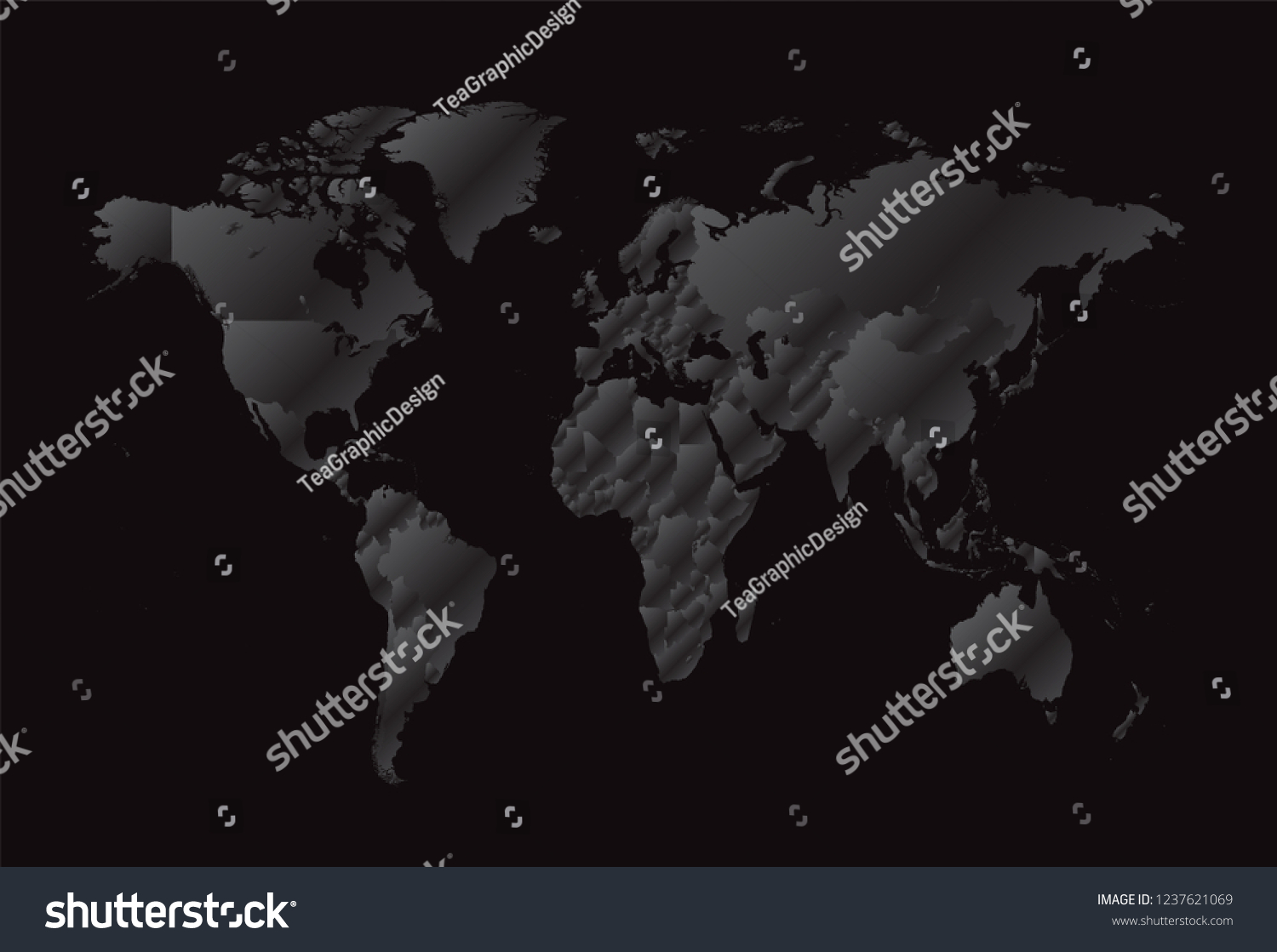 World Map Metallic Black Gradient Color Stock Vector (Royalty Free ...