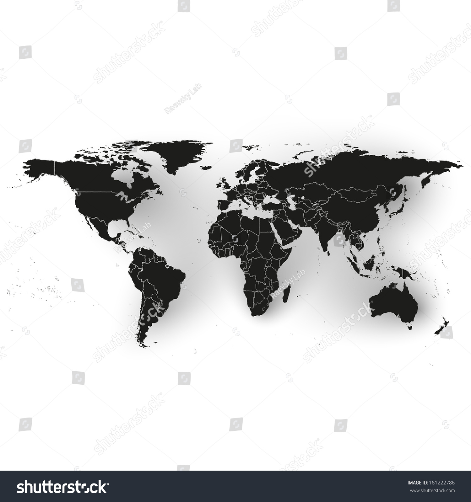 Vektor Stok World Map On Black Background Vector (Tanpa Royalti ...