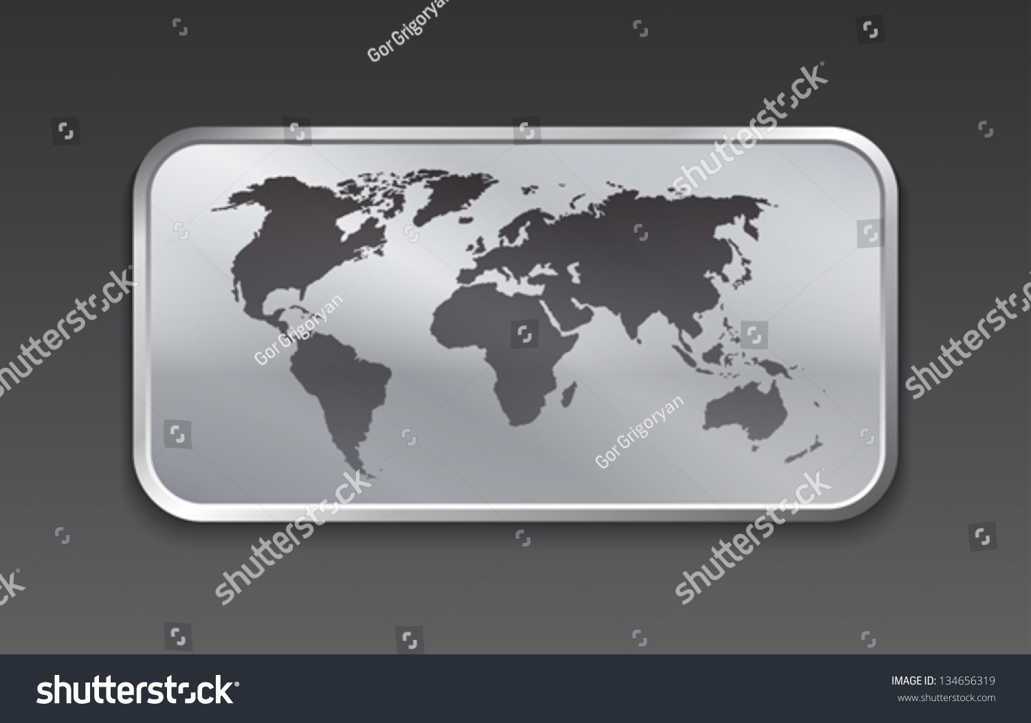 World Map On Brushed Metal Web Stock Vector (Royalty Free) 134656319 ...