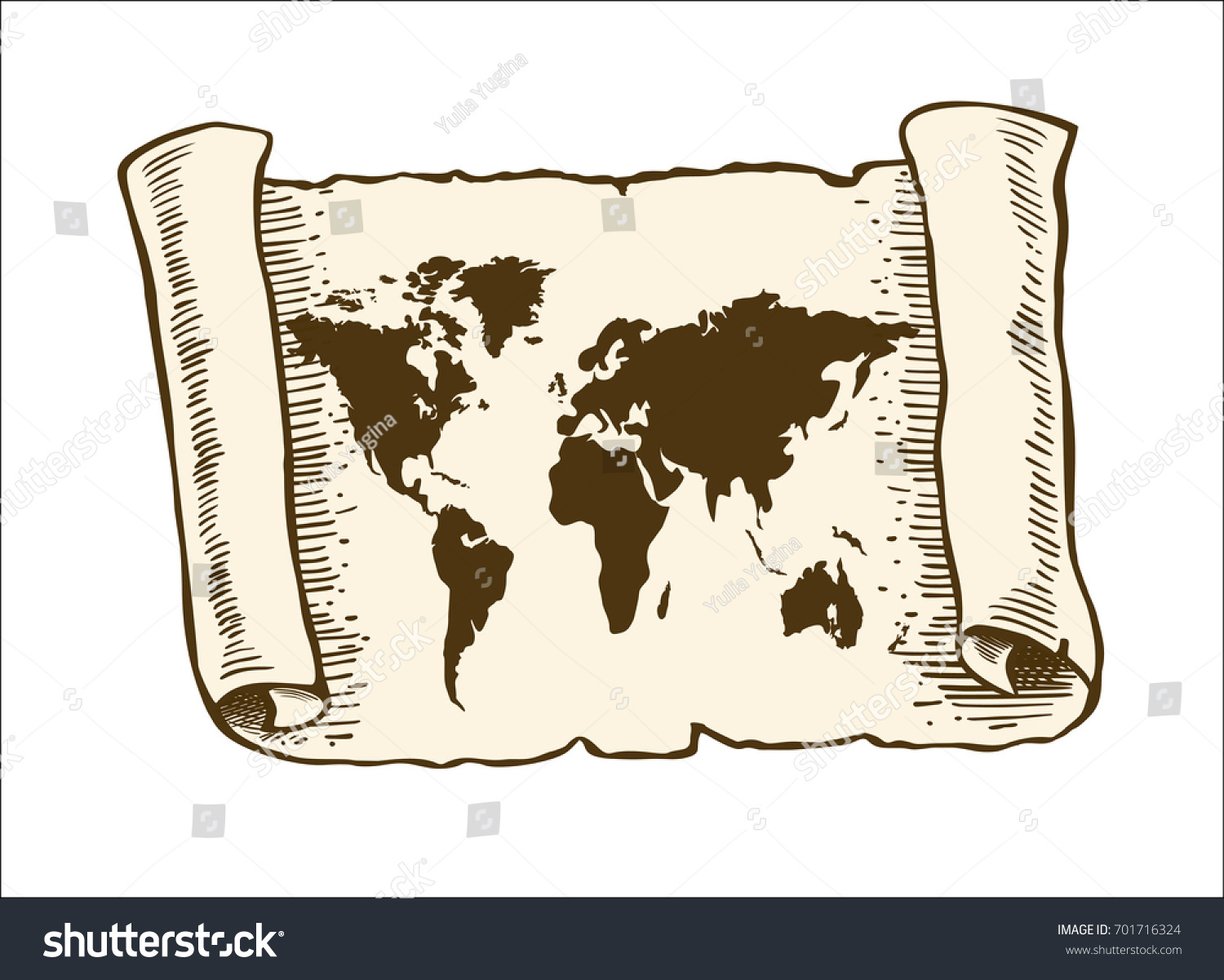 World Map On Old Papyrus Paper Stock Vector (Royalty Free) 701716324