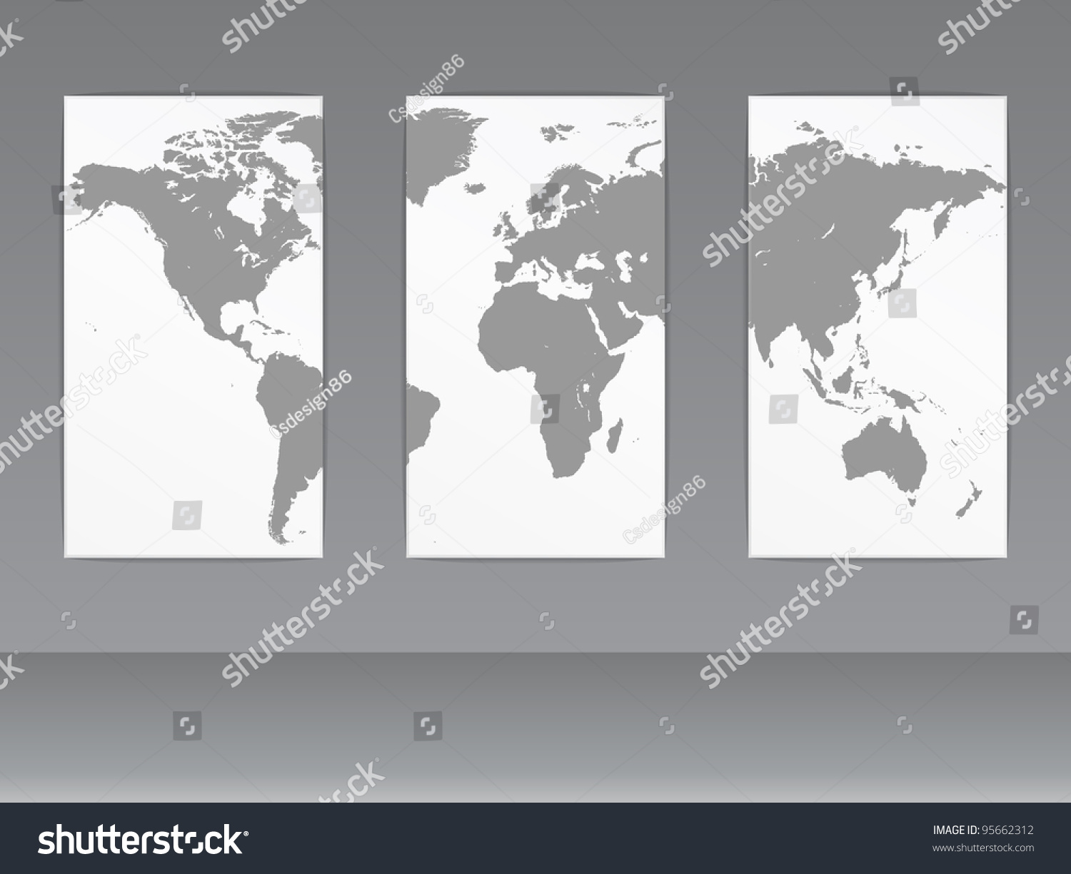 World Map On Wall Stock Vector (Royalty Free) 95662312 | Shutterstock