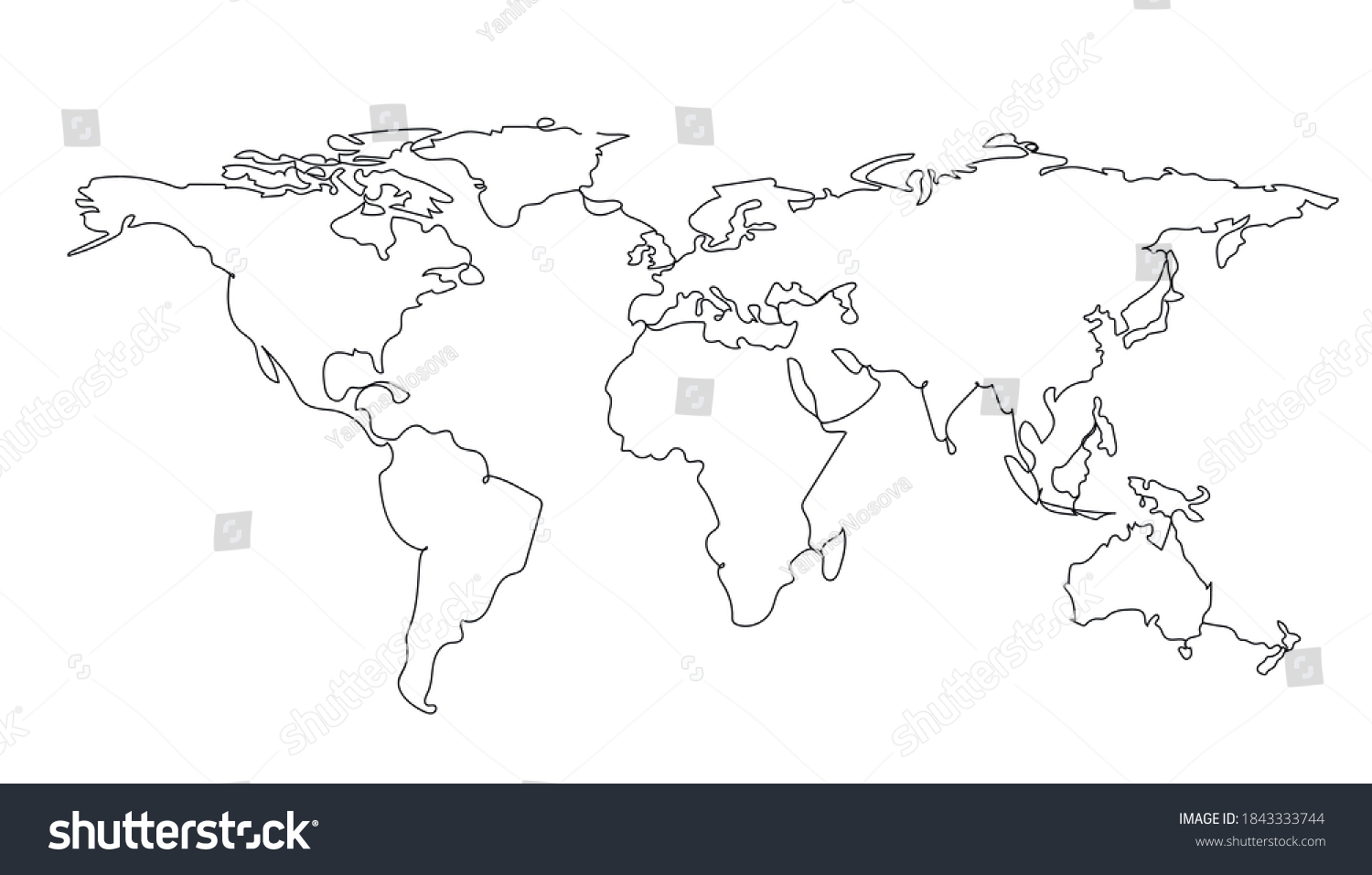 World Map One Line Drawing Vector: immagine vettoriale stock (royalty ...