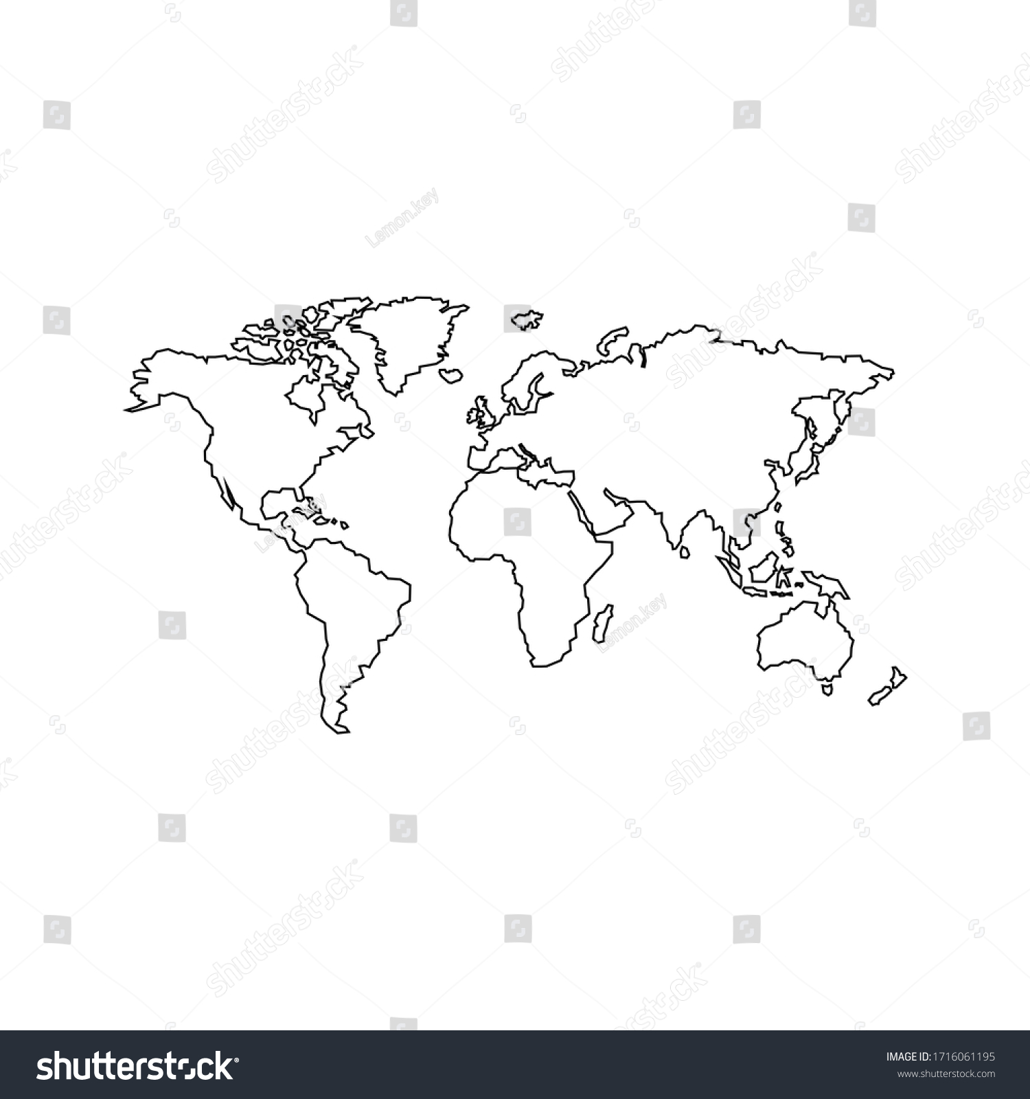 World Map Outline Logo Icon Vector Stock Vector (Royalty Free) 1716061195