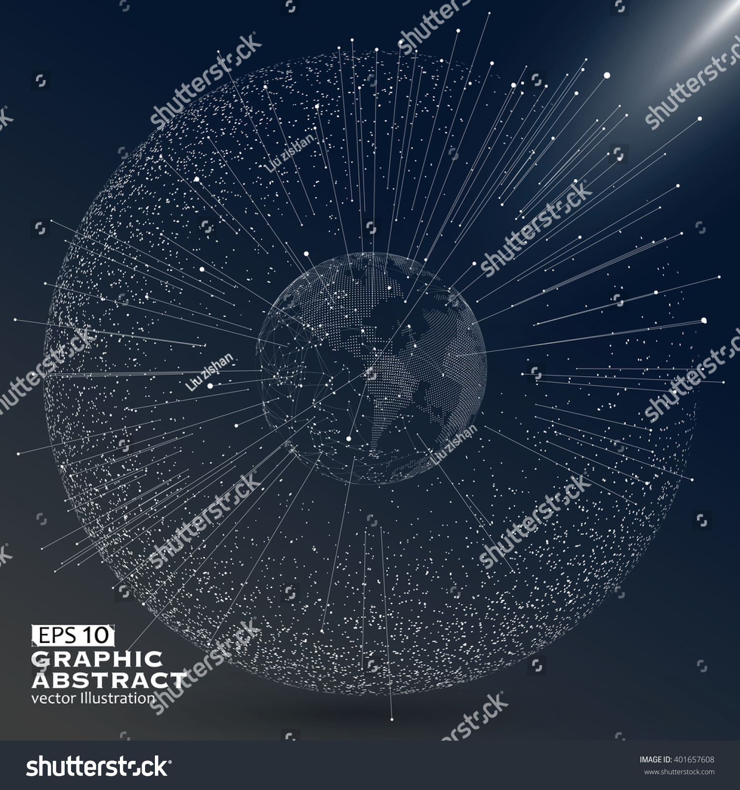 Vektor Stok World Map Point Line Composition Representing (Tanpa ...