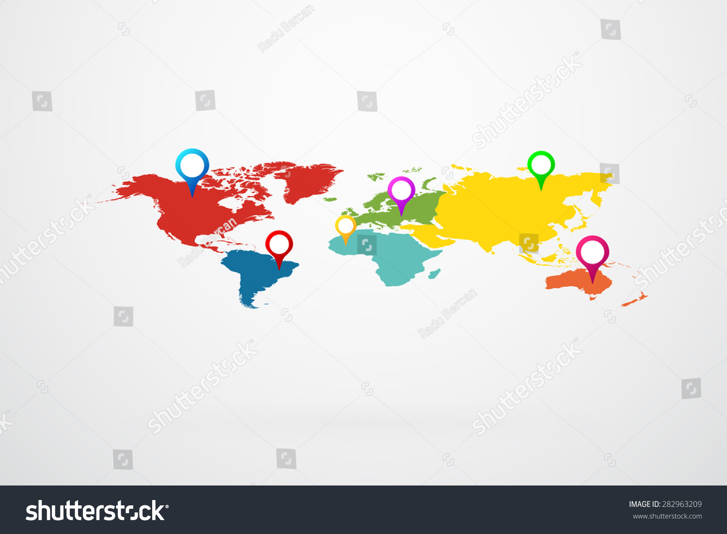 World Map Points Interest Vector Stock Vector (Royalty Free) 282963209 ...