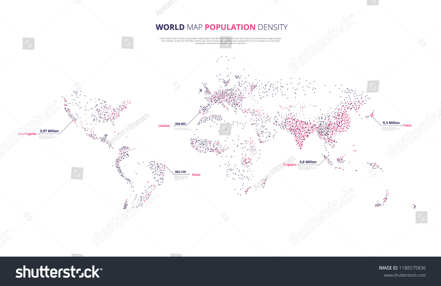 World Map Population Density Connection Vector Stock-vektor (royaltyfri ...