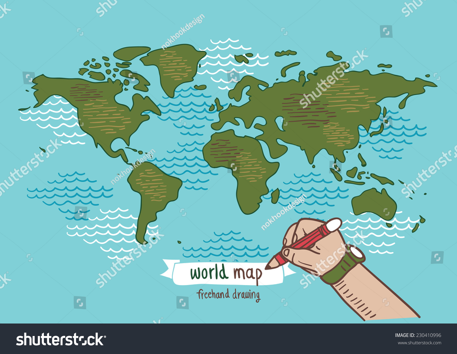 World Map Sketch Vector Freehand Drawing: เวกเตอร์สต็อก (ปลอดค่า ...