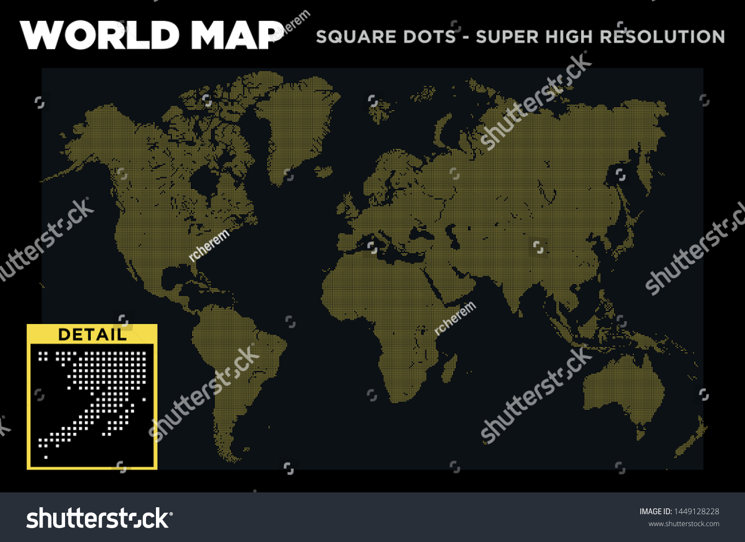 World Map Square Dots Super High Stock Vector (Royalty Free) 1449128228