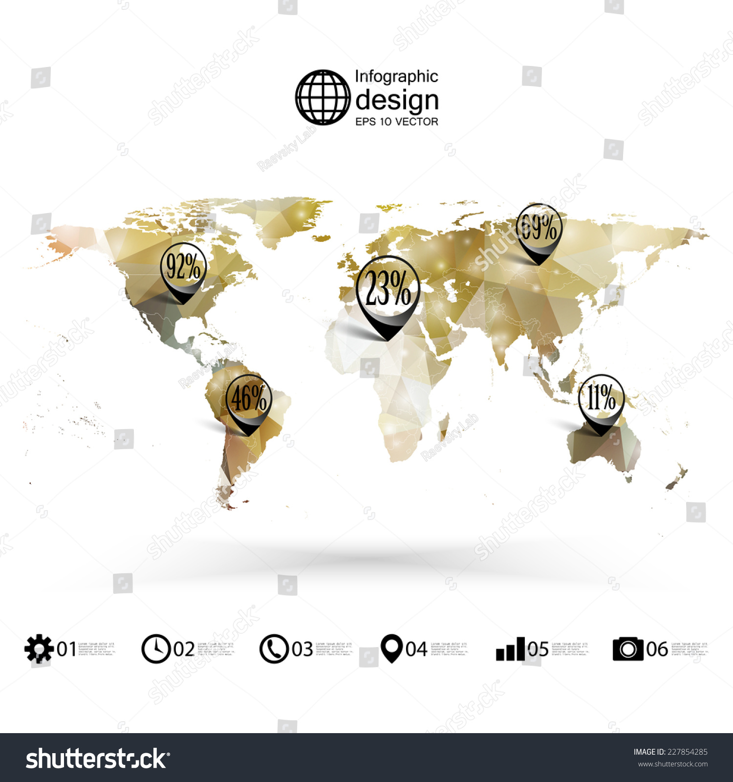 World Map Template Triangle Design Infographics: เวกเตอร์สต็อก (ปลอดค่า ...