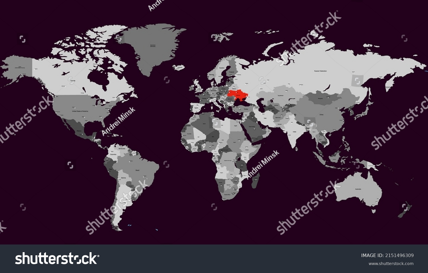 World Map Ukraine Map Color Map Stock Vector (Royalty Free) 2151496309 ...