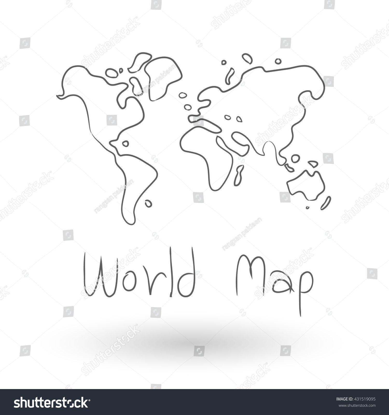 World Map Vector Freehand Drawing Illustration Stock Vector (Royalty ...