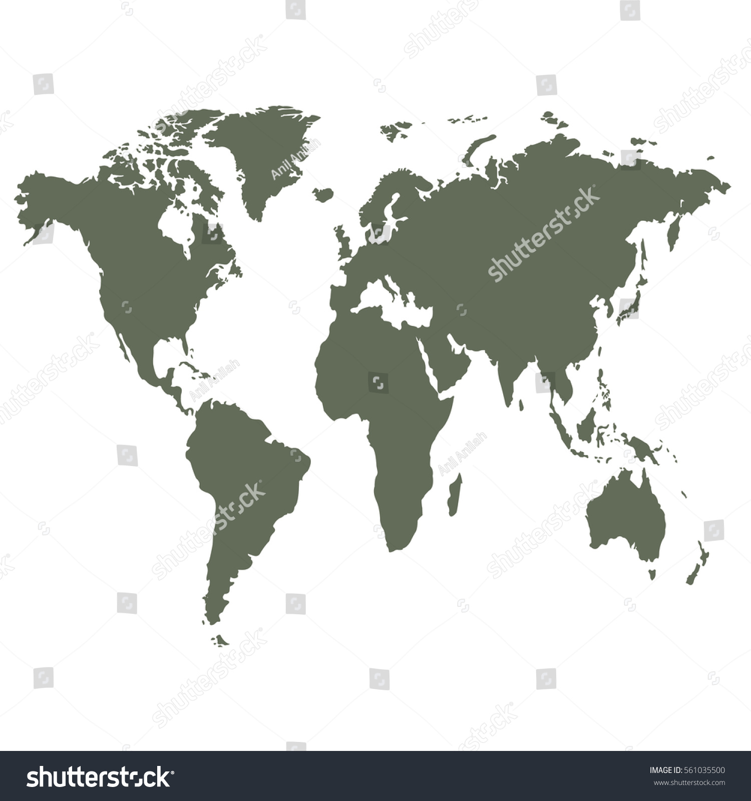 World Map Vector Illustration Isolated On 库存矢量图（免版税）561035500 ...