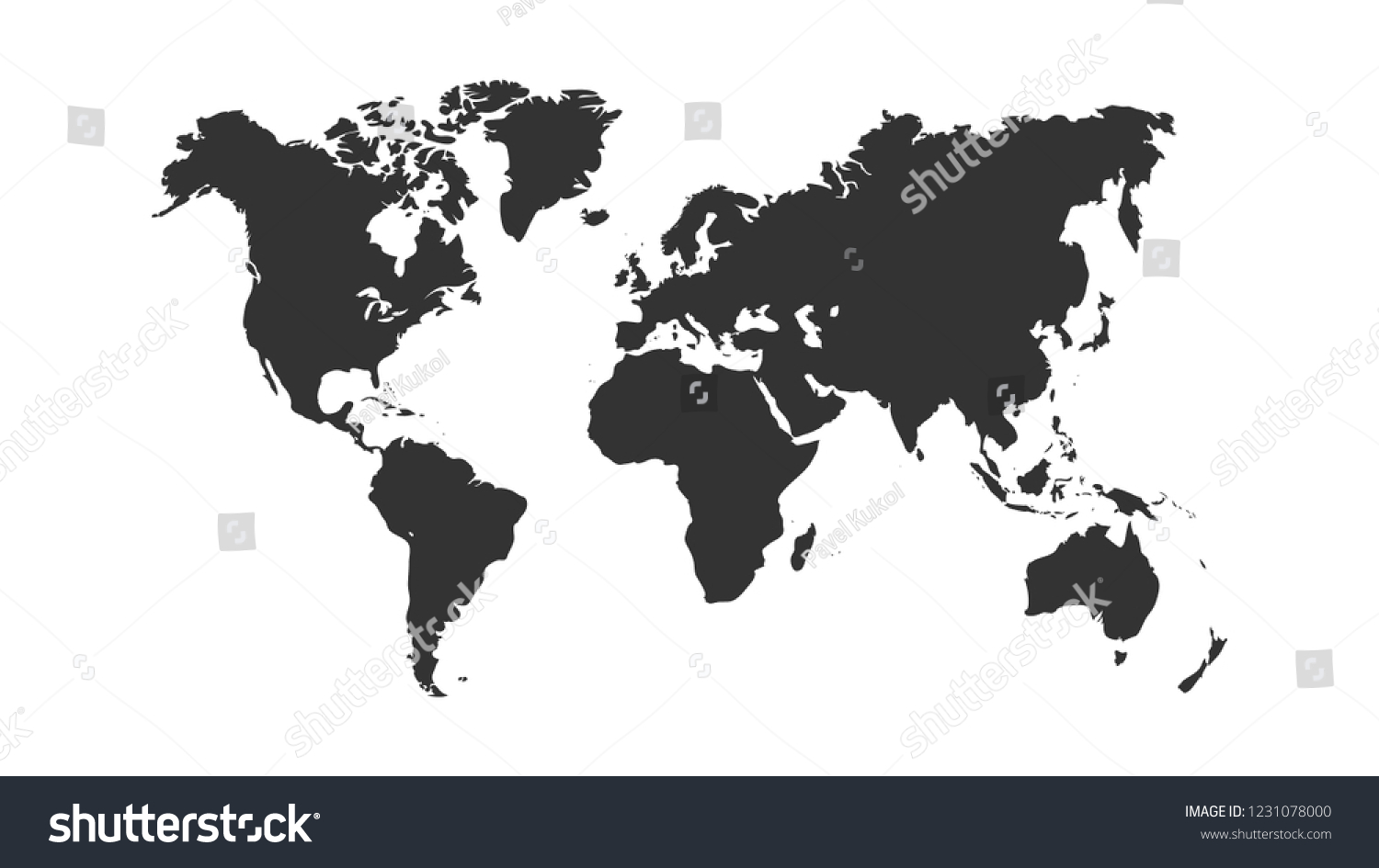 World Map Vector Isolated On White Stock Vector (Royalty Free) 1231078000