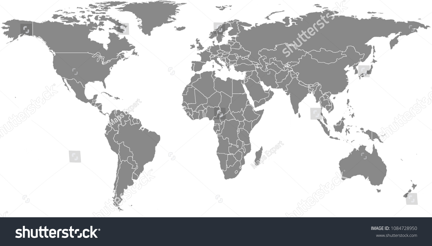 World Map Vector Outlines Countries Borders Stock Vector (Royalty Free ...