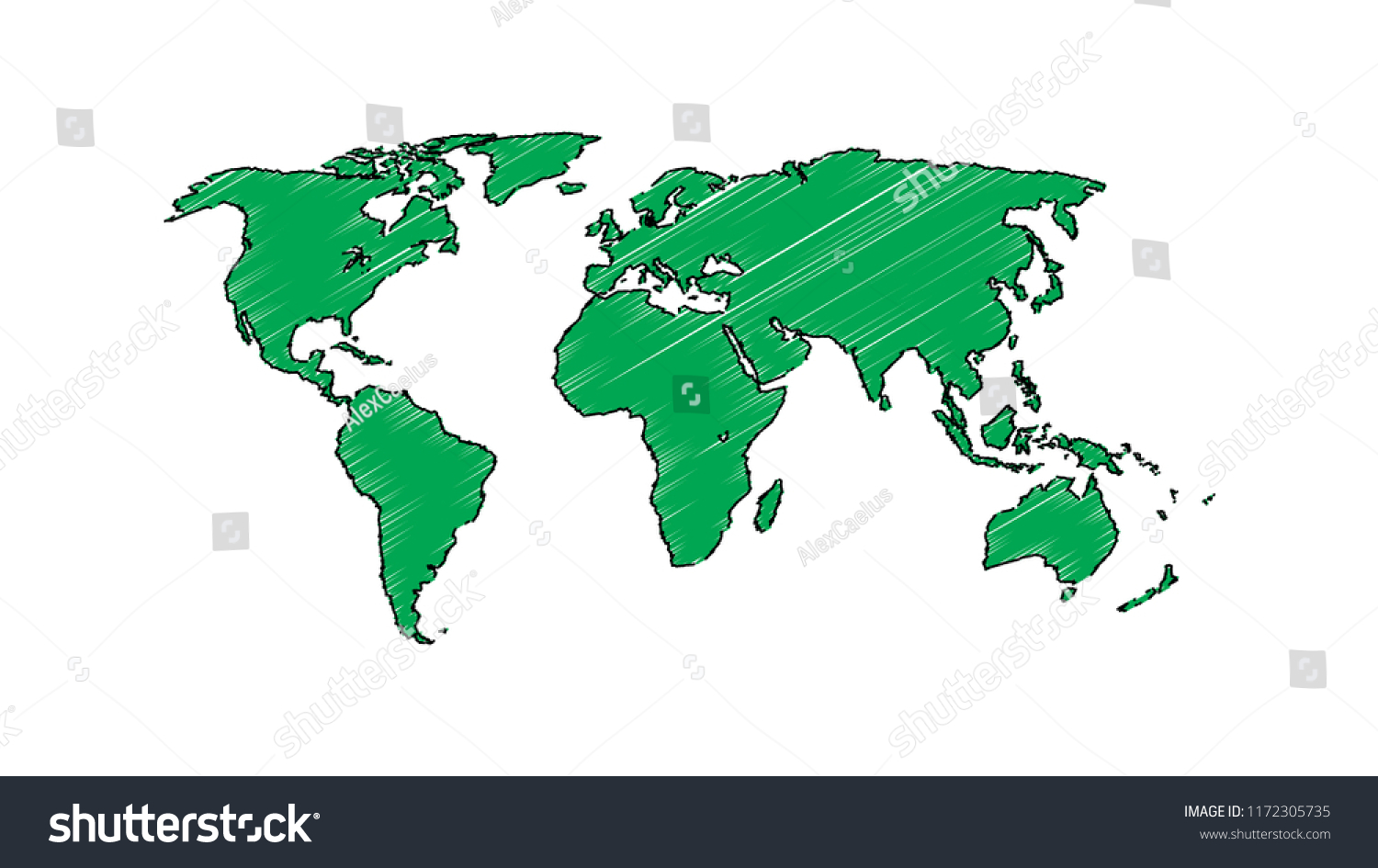 World Map Vector Scribble Effect Isolate Stock Vector (Royalty Free ...