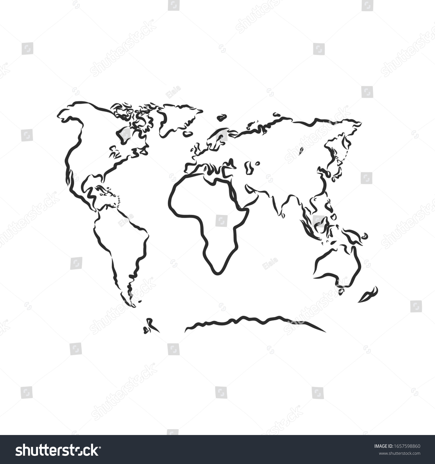 World Map Vector Sketch Illustration: เวกเตอร์สต็อก (ปลอดค่าลิขสิทธิ์ ...