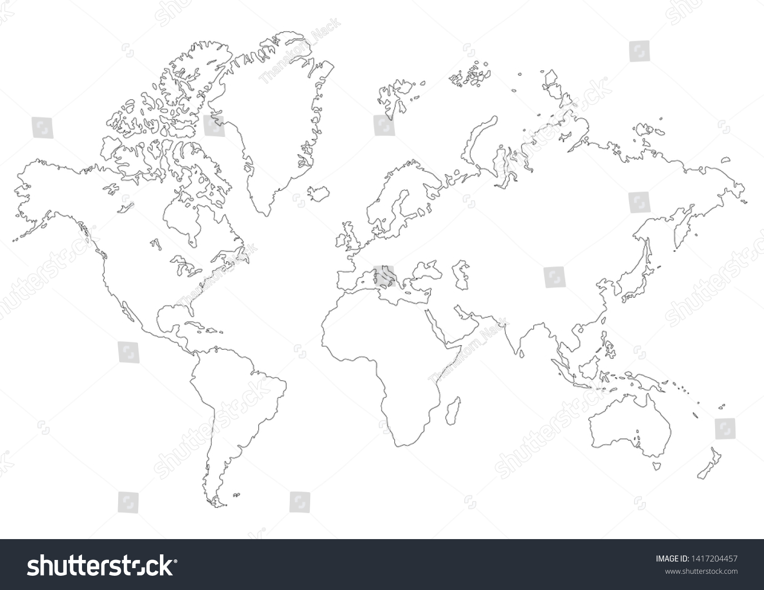 World Map Vector World Map Outline Stock Vector (Royalty Free) 1417204457