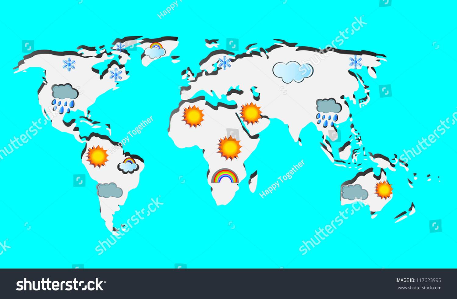 World Map Weather Stock Vector Illustration 117623995 : Shutterstock