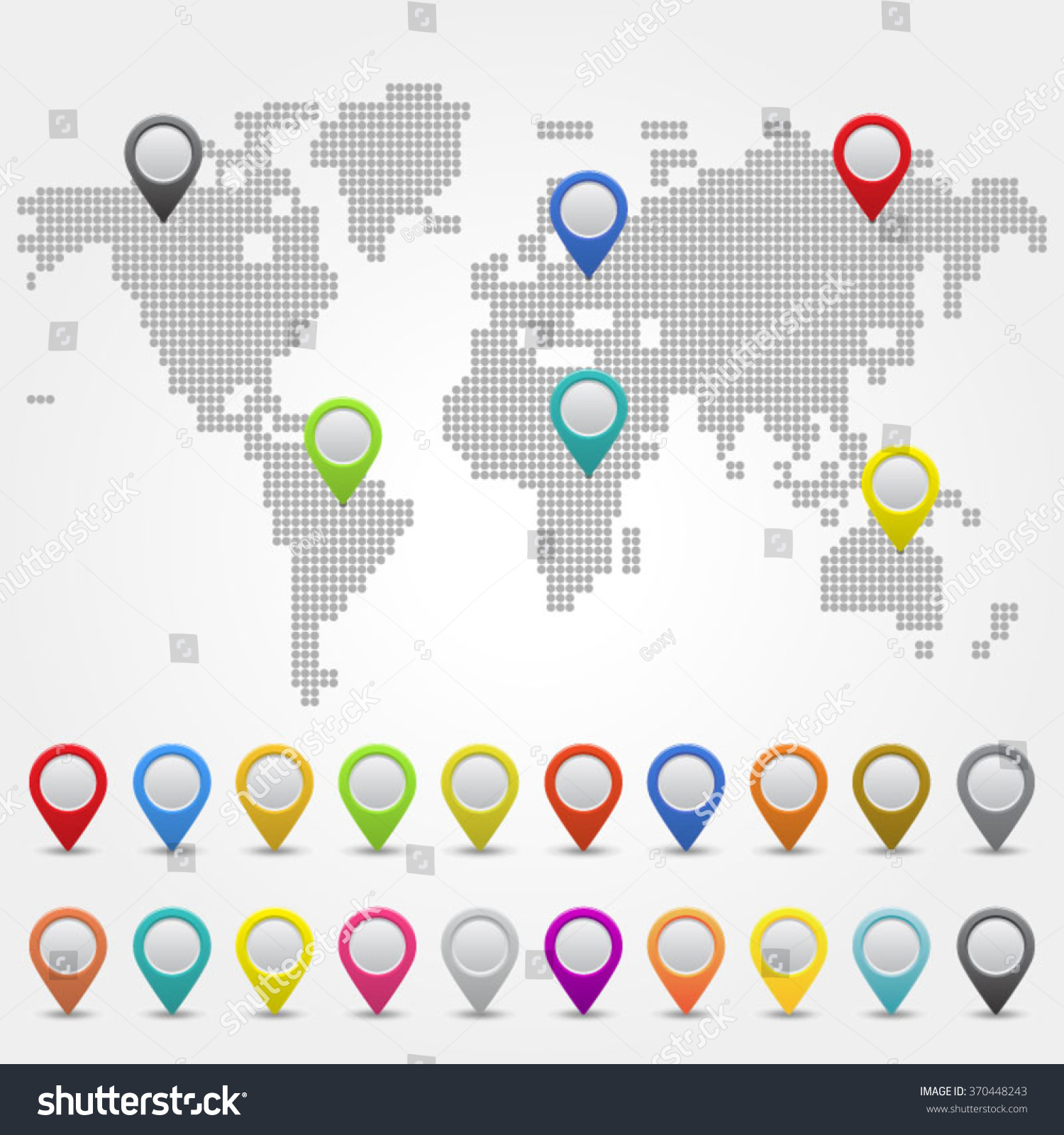 World Map Collection 3d Pointers Stock Vector (Royalty Free) 370448243 ...