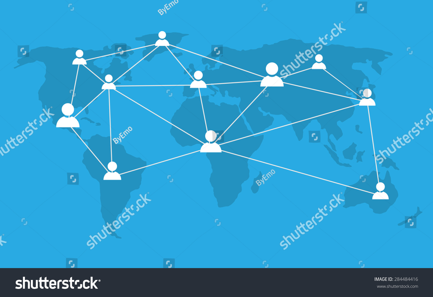 World Map Connected User Icons Global Stock Vector (Royalty Free) 284484416