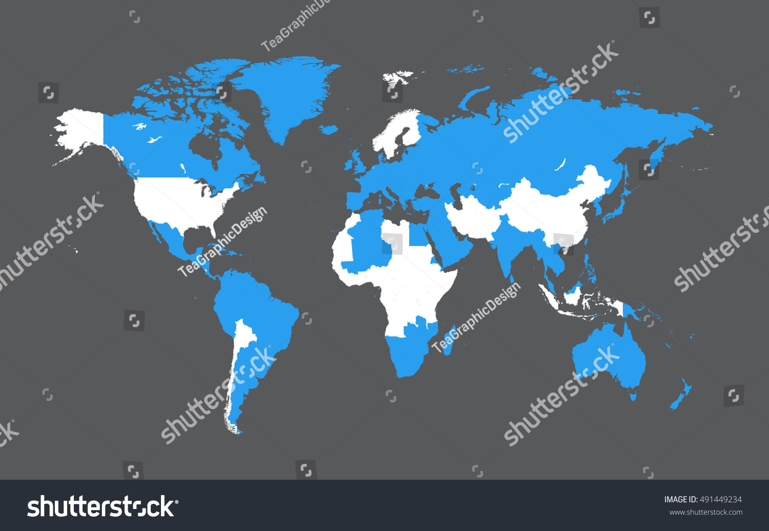 World Map Countries Flat Design Vector Stock Vector (Royalty Free ...