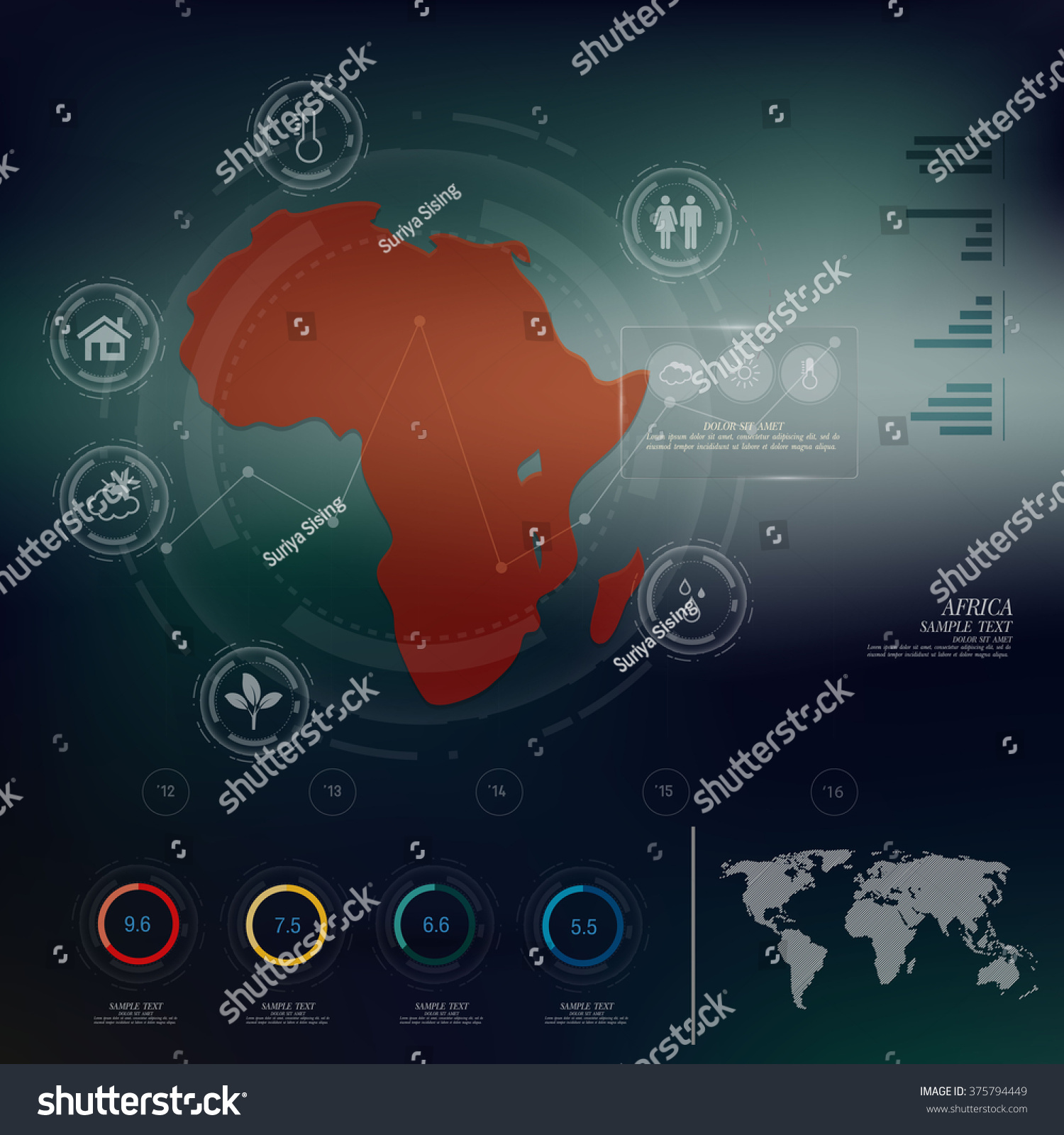 World Map Different Colored Continents Illustration Stock Vector ...