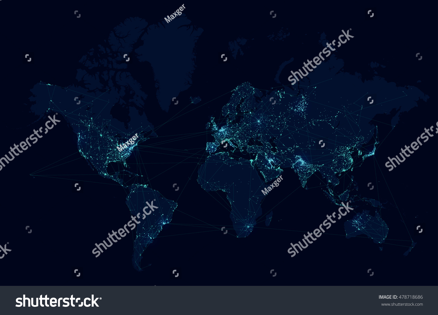 World Map Global Technology Telecommunication Network Stock Vector ...