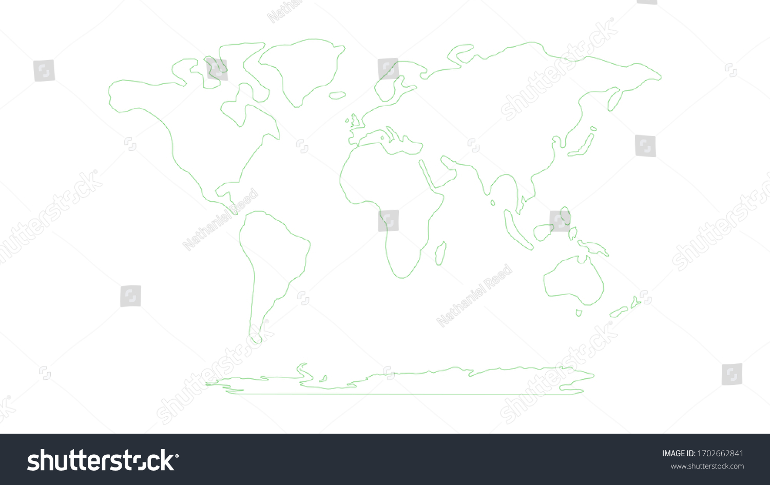 World Map Green Outline Vector Image Stock Vector (Royalty Free) 1702662841