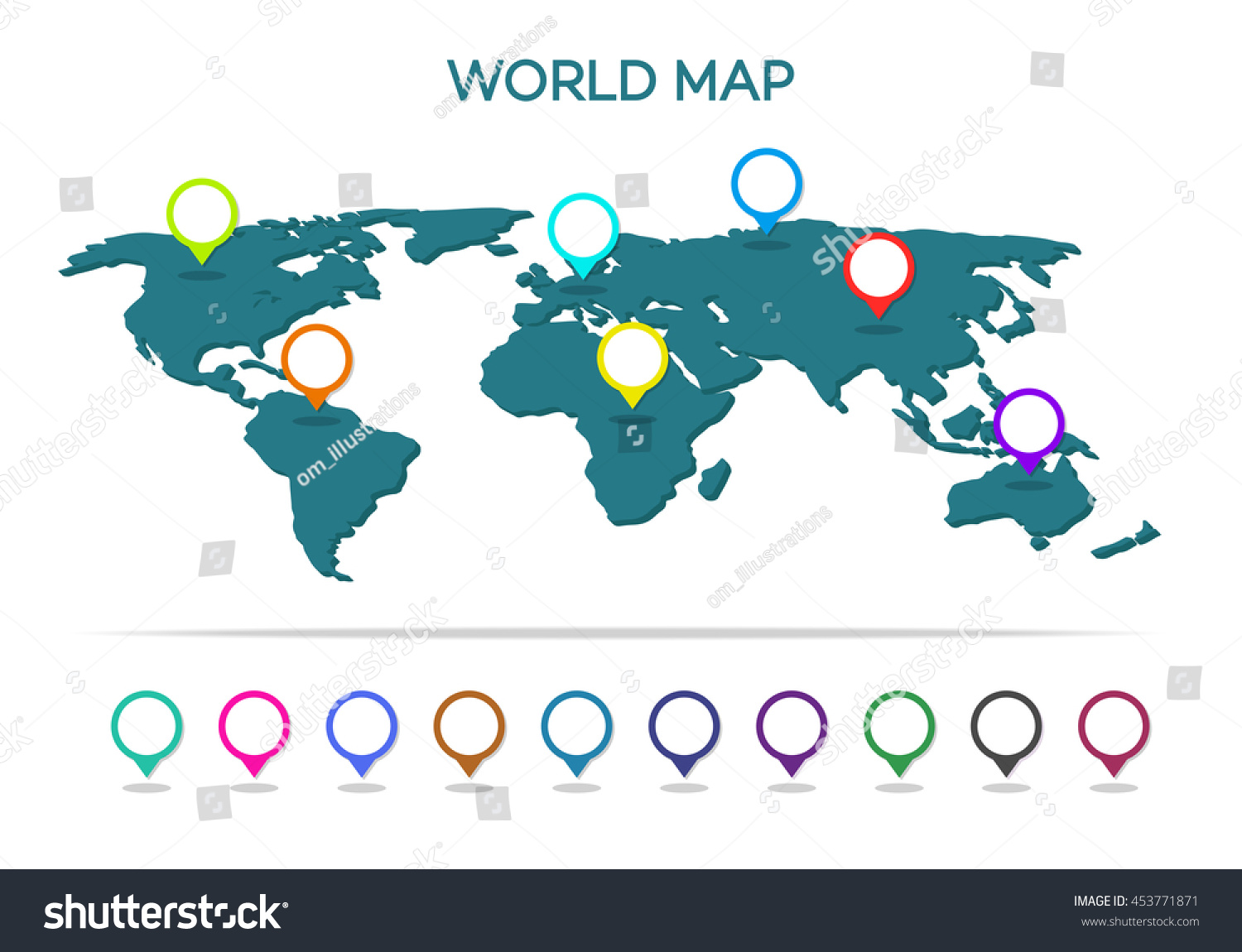 World Map Pointer Isolated On White: vector de stock (libre de regalías ...