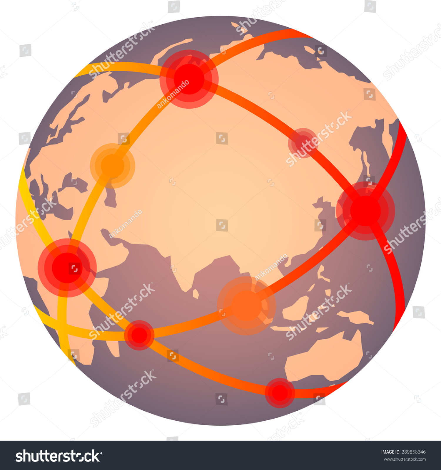 World Map Red Point Marks Stock Vector (Royalty Free) 289858346