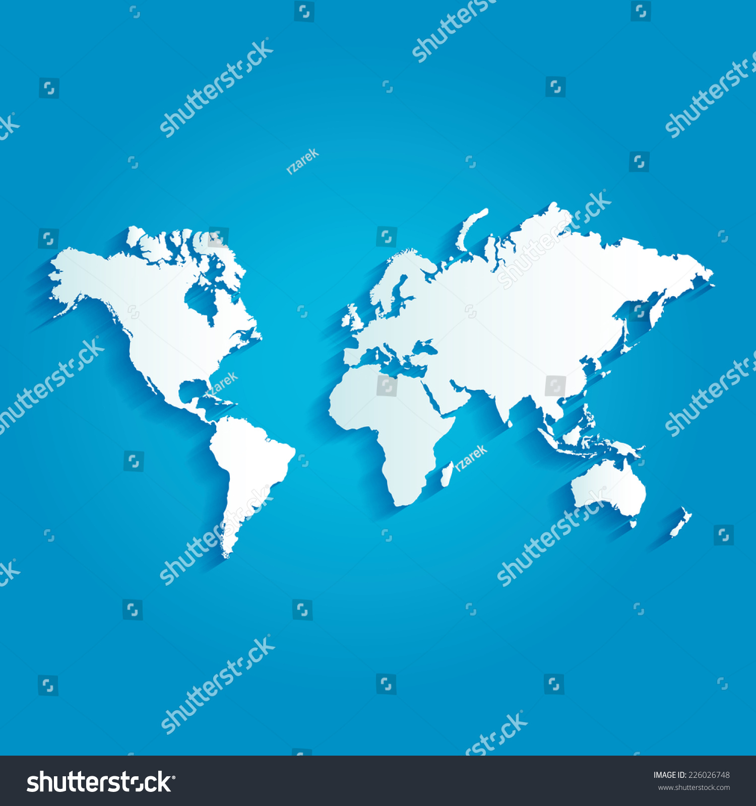World Map Shadow On Blue Background: vector de stock (libre de regalías ...