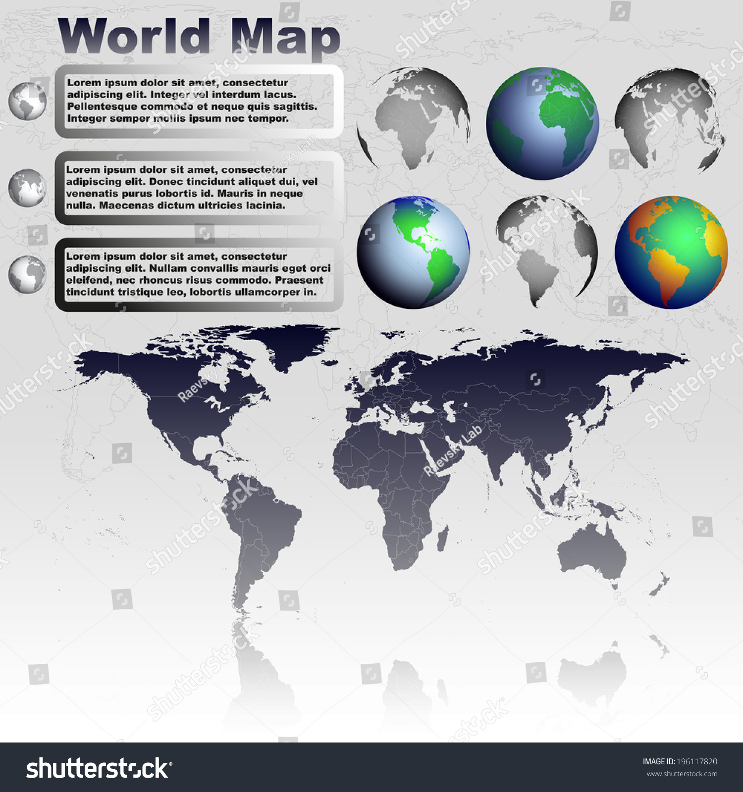 World Map Shadow On Gray Background Stock Vector (Royalty Free) 196117820