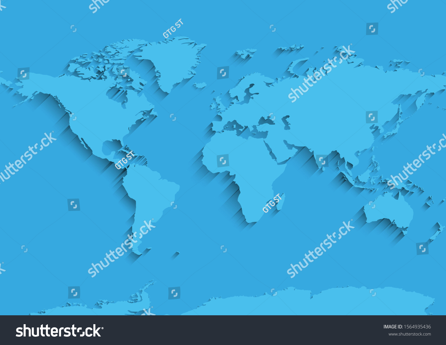 World Map Shadows Continents Vector Illustration: เวกเตอร์สต็อก (ปลอด ...