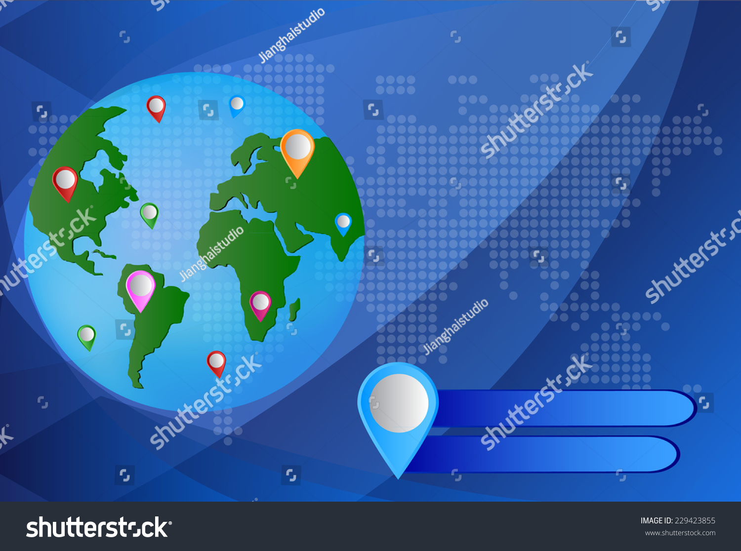 World Mapwith Gps Icons Global Navigation Stock Vector (Royalty Free ...