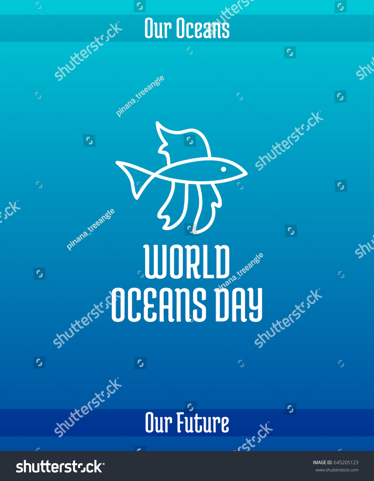 World Oceans Day June 8 Promoting Stock Vector Royalty Free 645205123