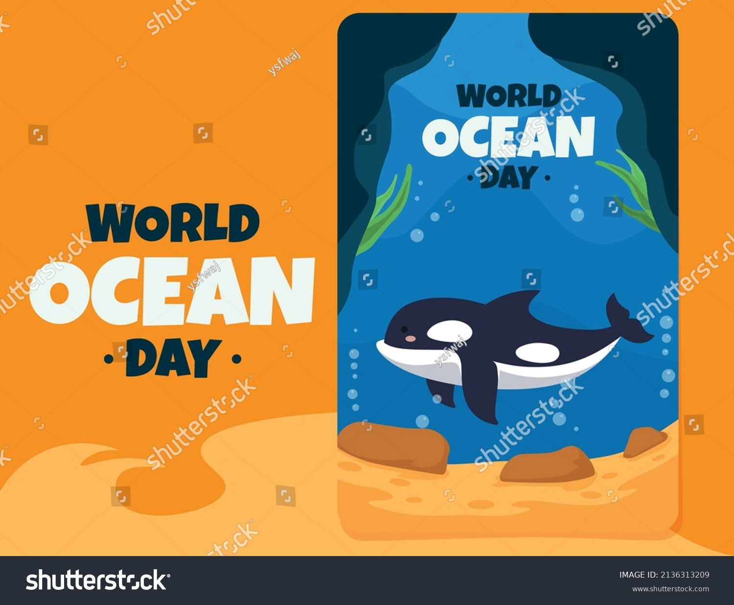 World Oceans Day Poster Background Stock Vector Royalty Free