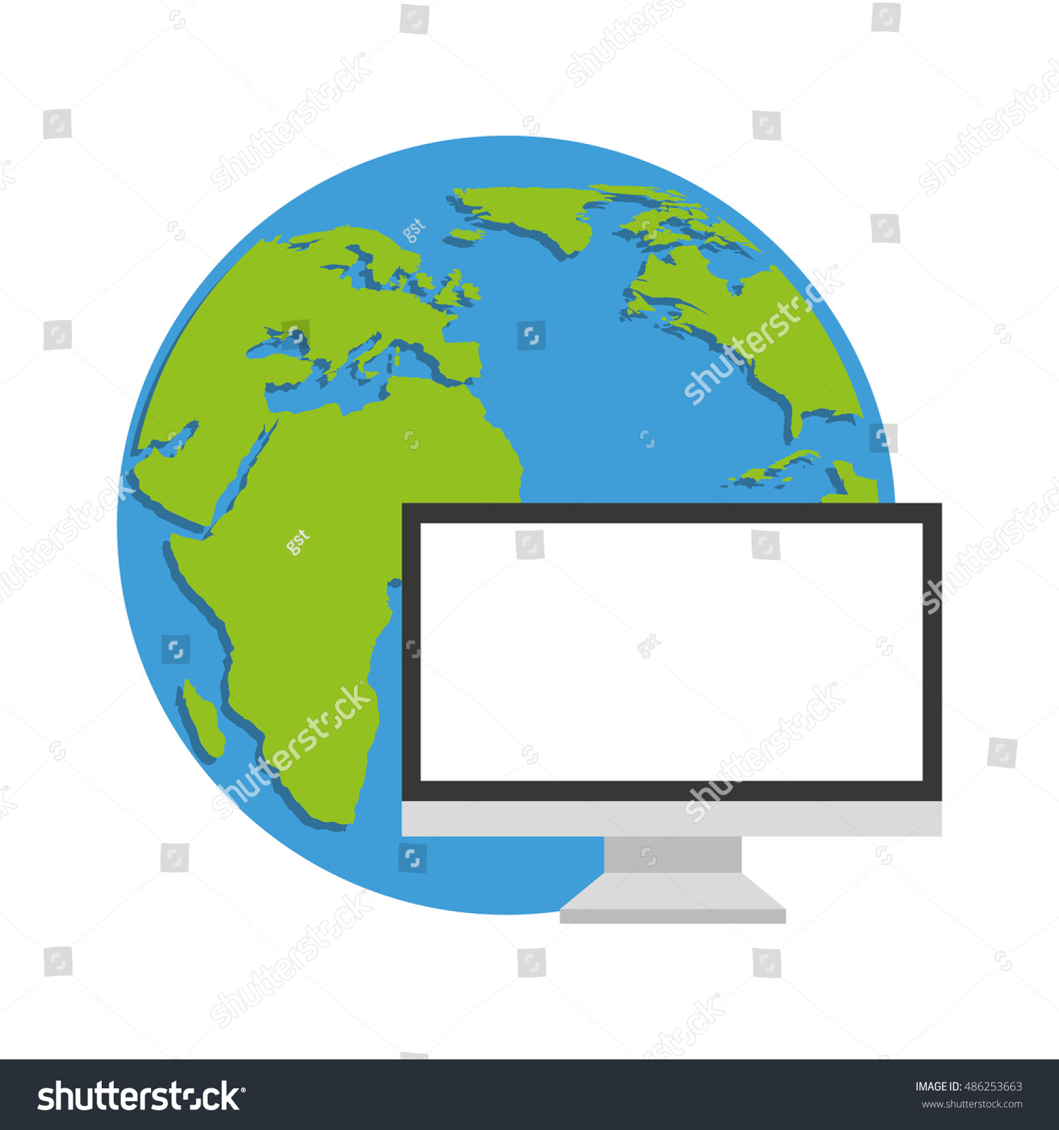 World Planet Computer Icon Vector Illustration Stock Vector (Royalty ...