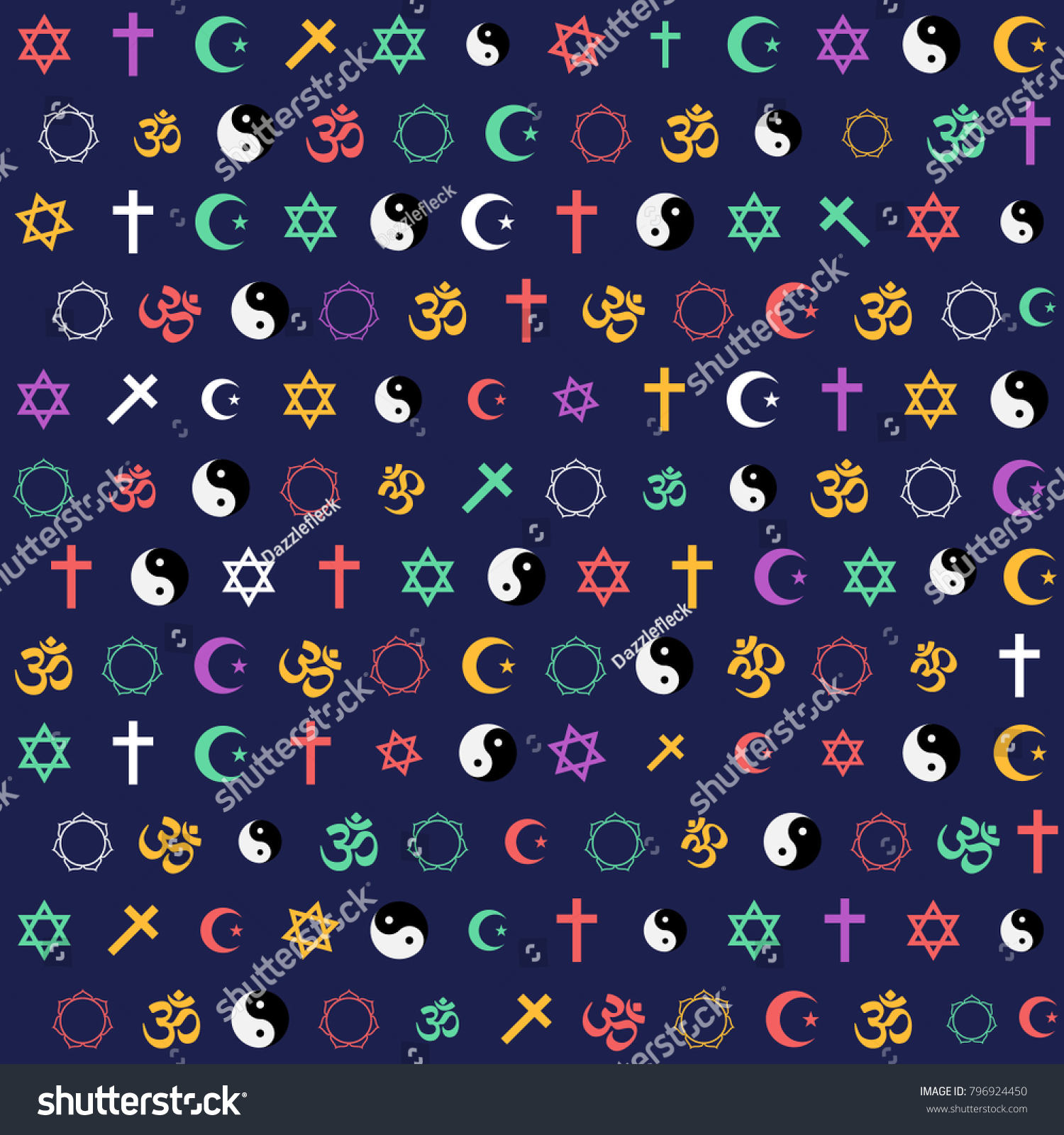 World Religious Symbols Pattern Background Stock Vector (Royalty Free ...