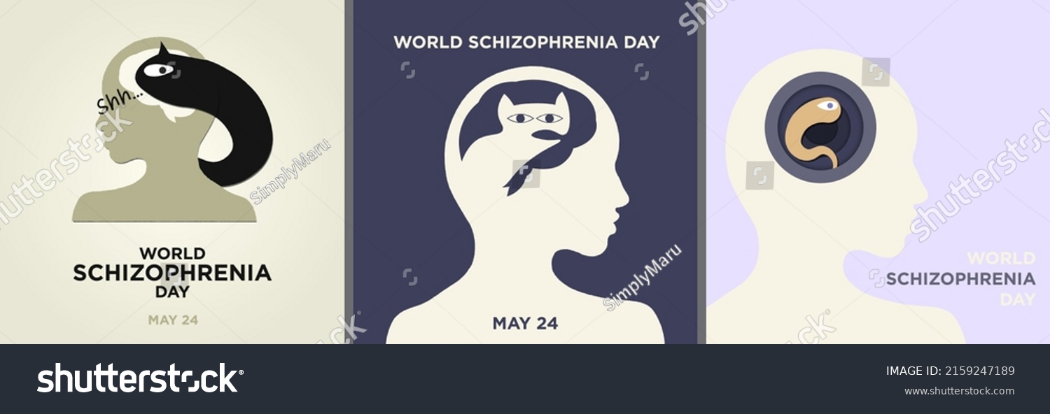 World Schizophrenia Day Set Square Format Stock Vector Royalty Free