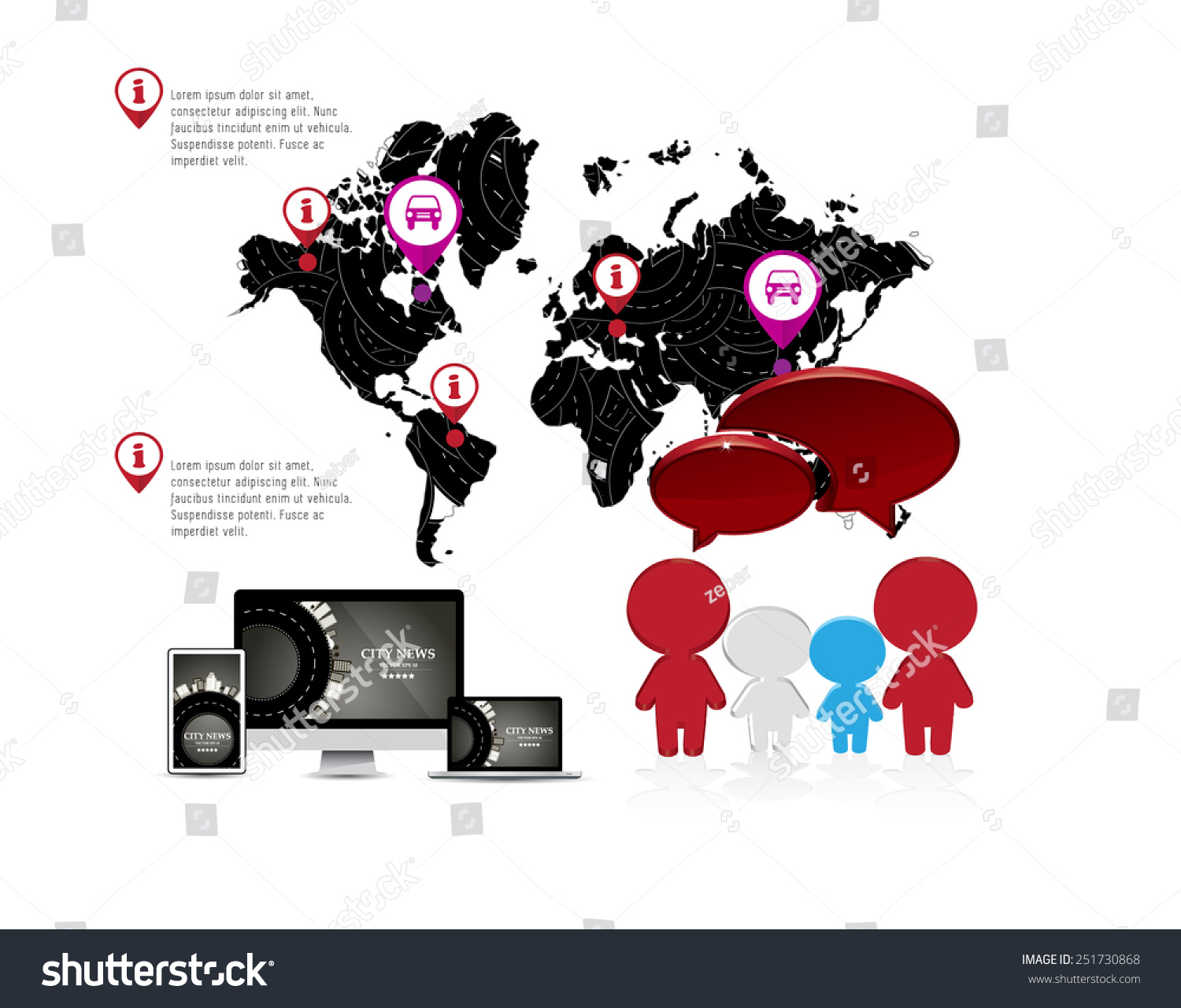 World Travel Map Stock Vector (Royalty Free) 251730868 | Shutterstock