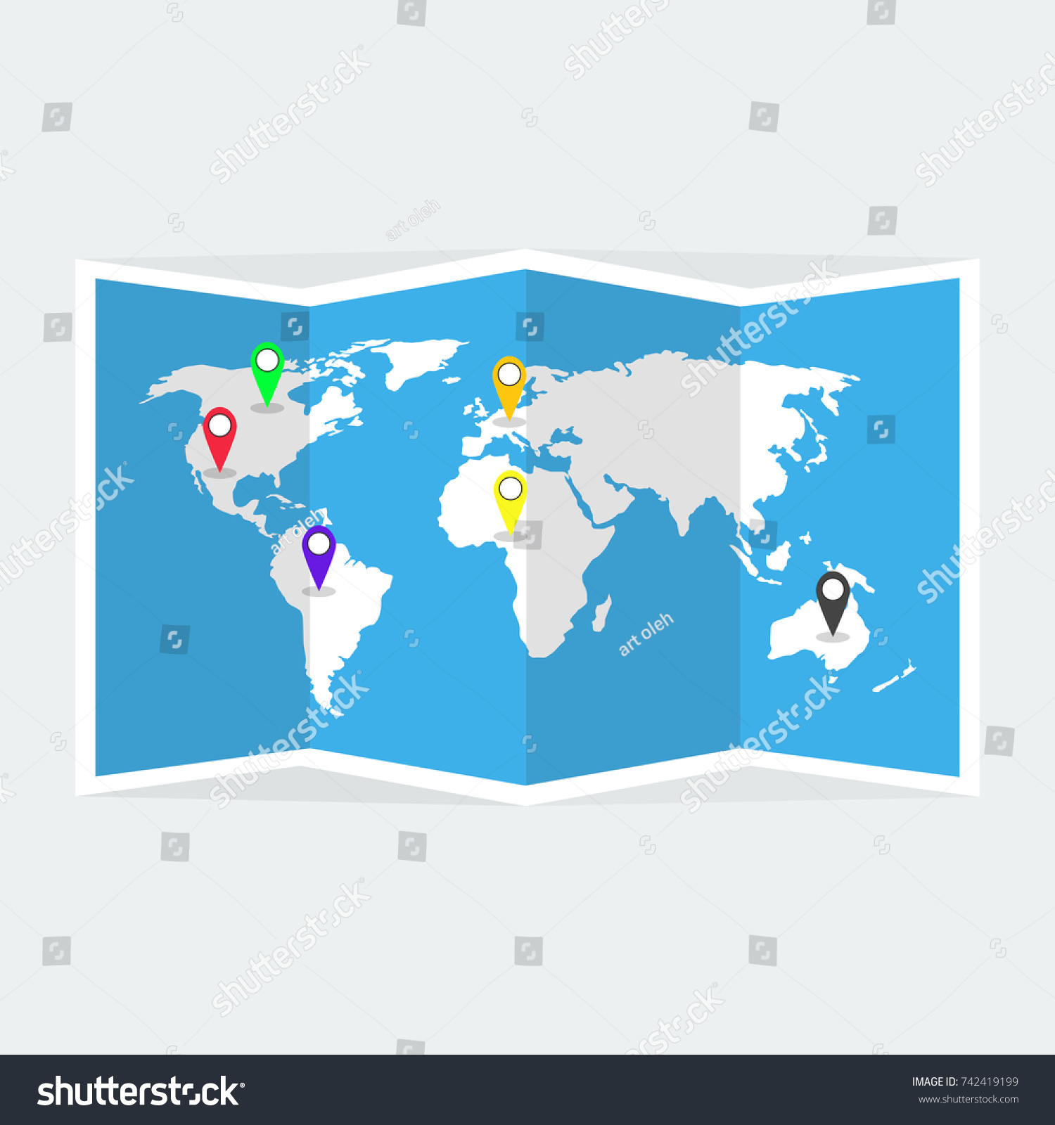 World Travel Map Vector Illustration Stock Vector (Royalty Free) 742419199