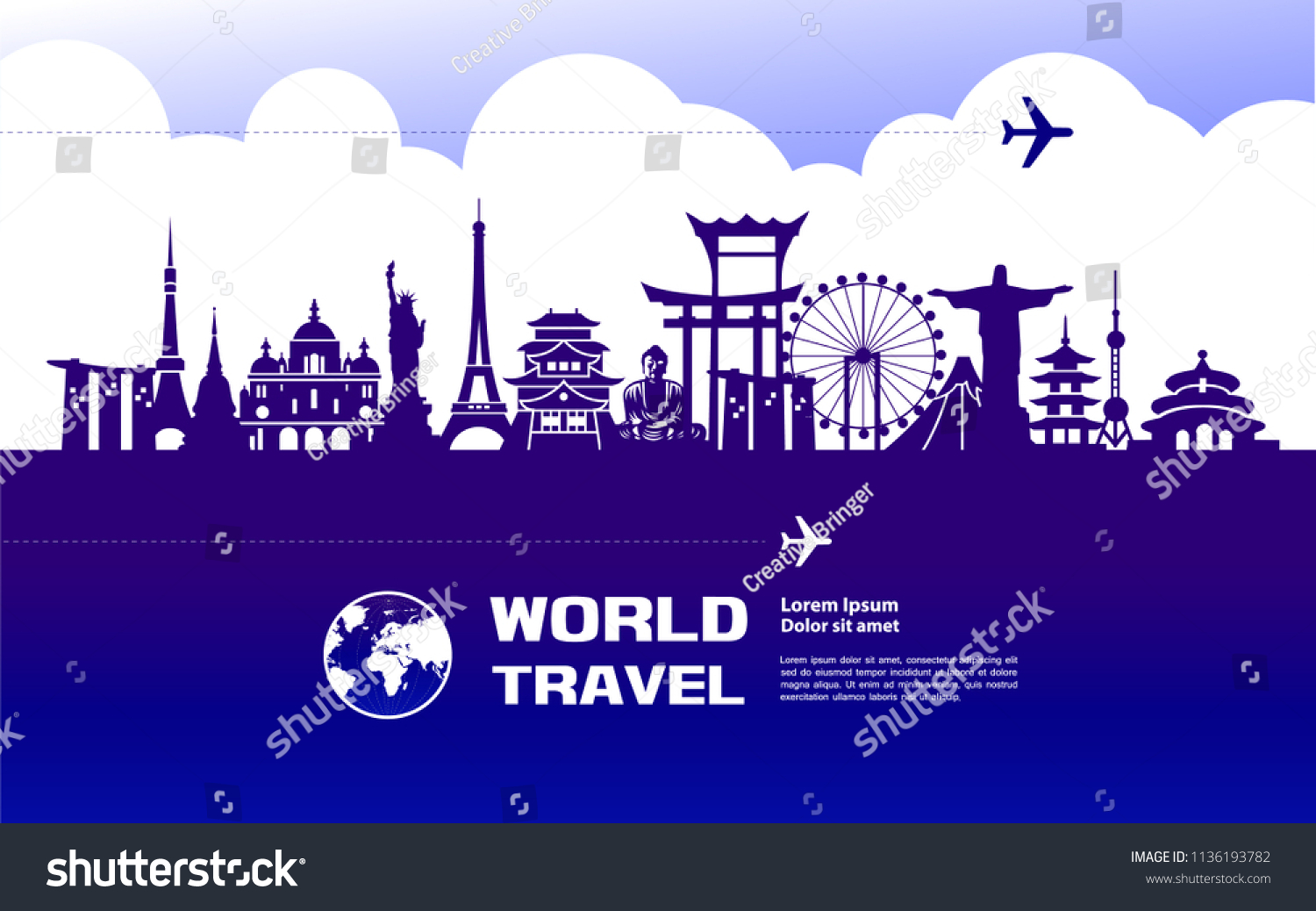 World Travel Vector Stock Vector (Royalty Free) 1136193782