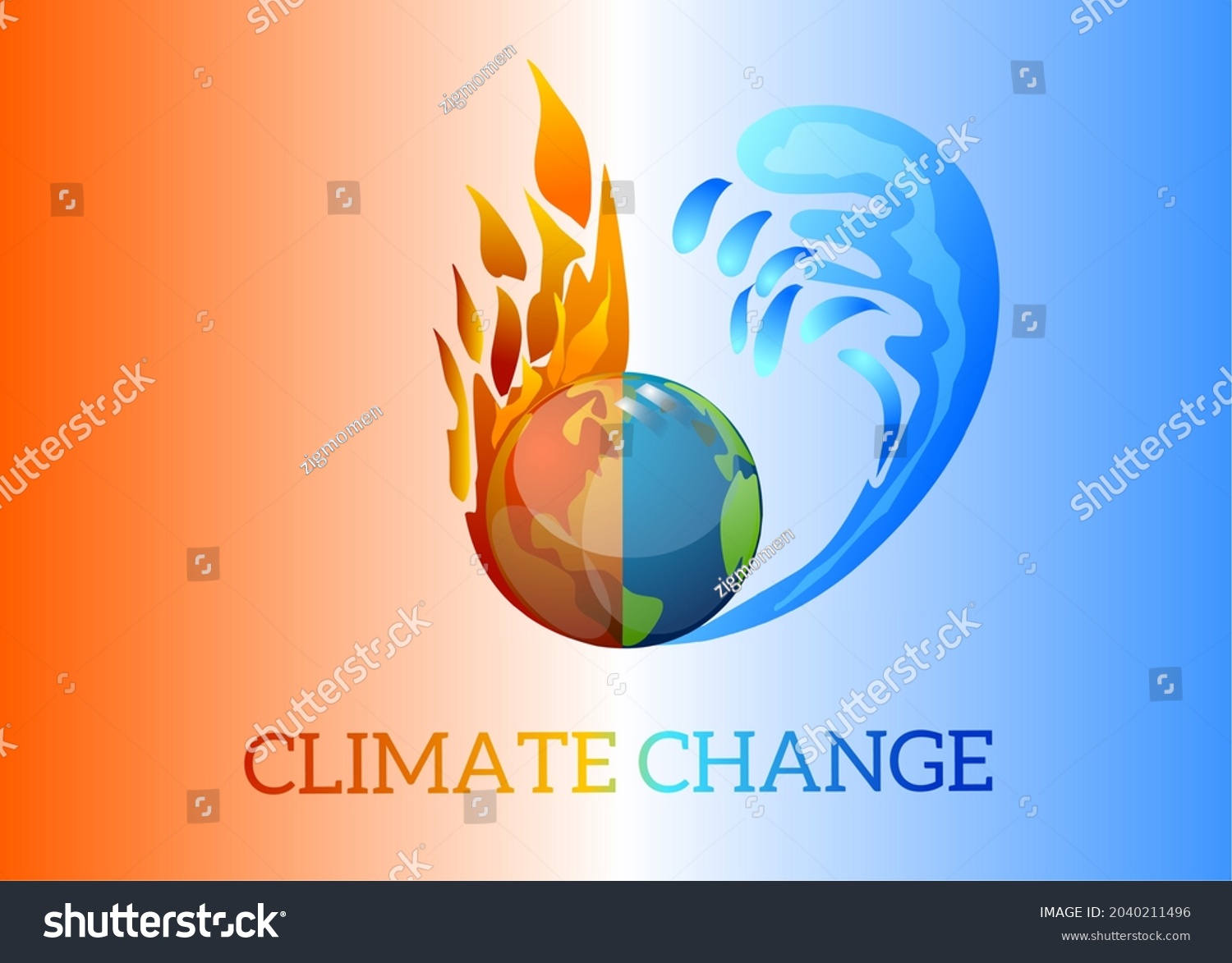 World Vector Climate Change Tree Stock Vector (Royalty Free) 2040211496 ...