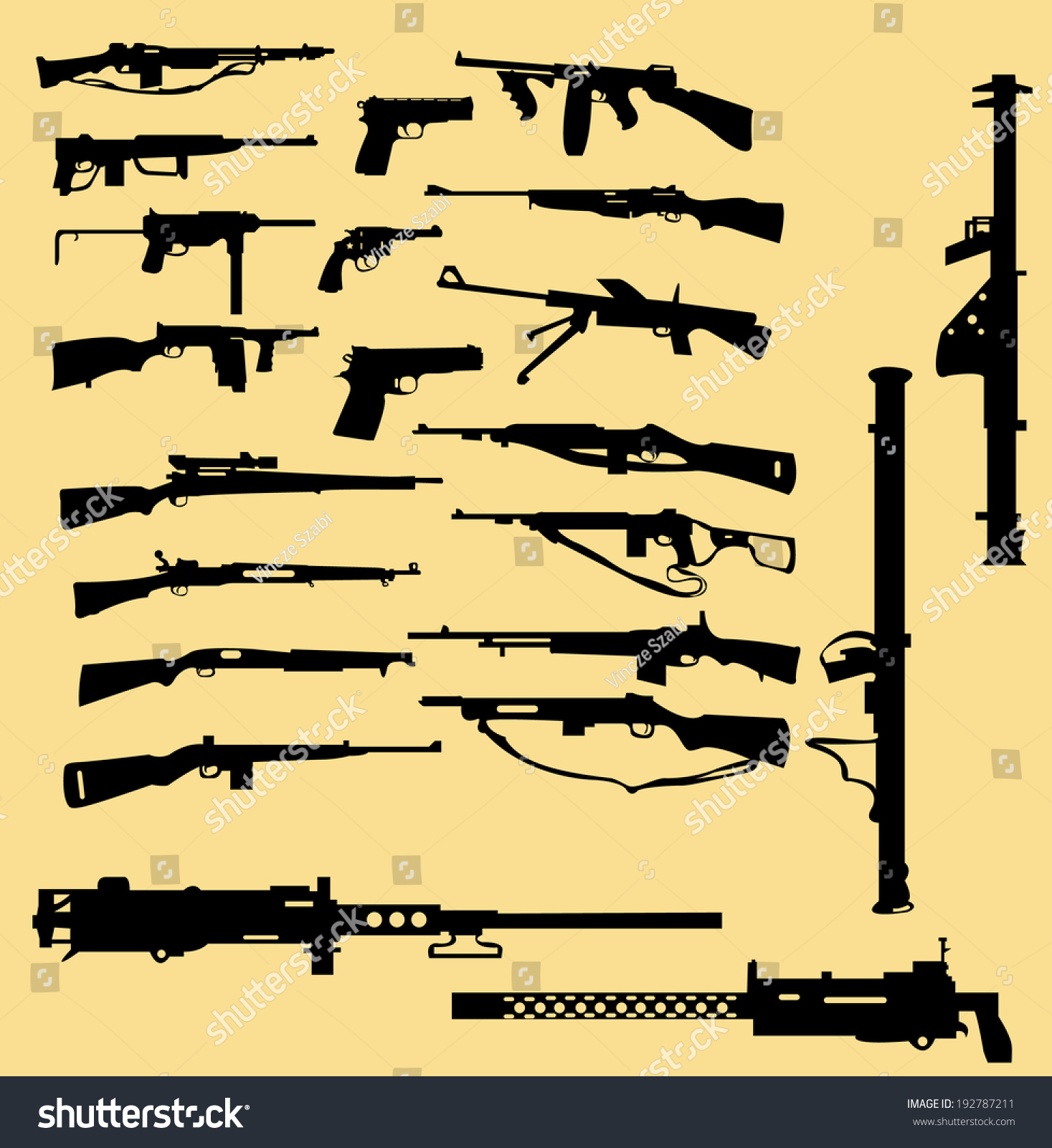 World War Ii Weapons Icon Set: เวกเตอร์สต็อก (ปลอดค่าลิขสิทธิ์) 192787211