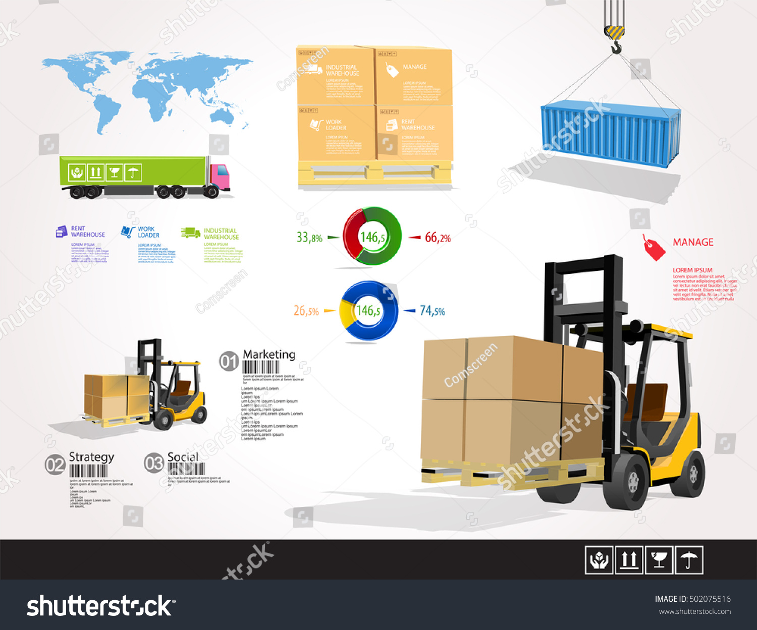 World Warehouse Info Graphics 스톡 벡터(로열티 프리) 502075516 | Shutterstock